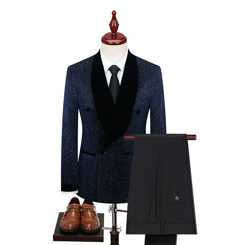 Men's 2-Piece Starry Navy Blue Smoking Suit – Suitalways