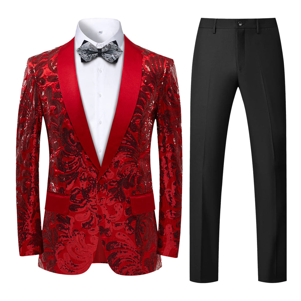 Men's Sequined Floral Tuxedo Prom Suit – Suitalways